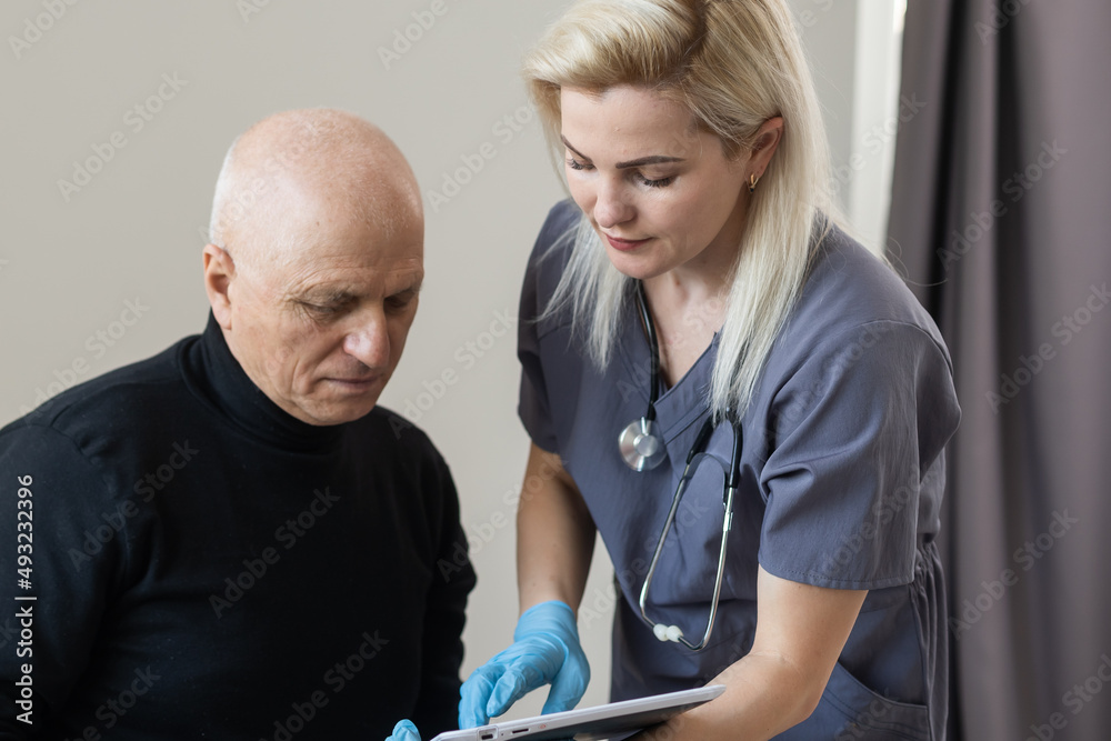 old man and doctor. Elderly healthcare, geriatric concept Stock Photo ...