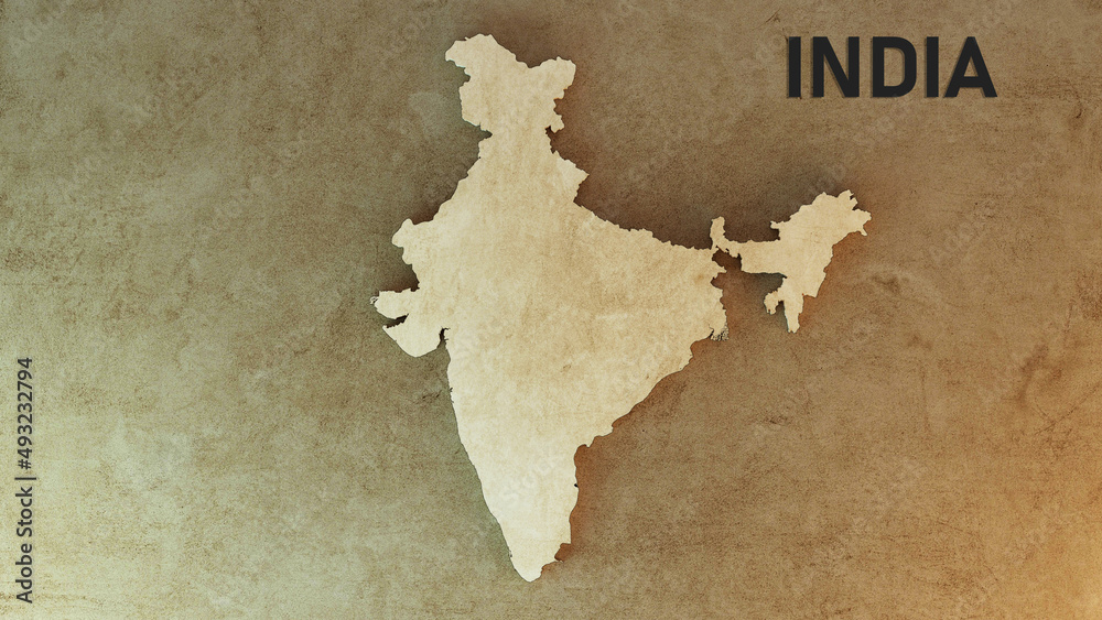 Indian Map 3d illustration with vintage texture pattern Stock ...