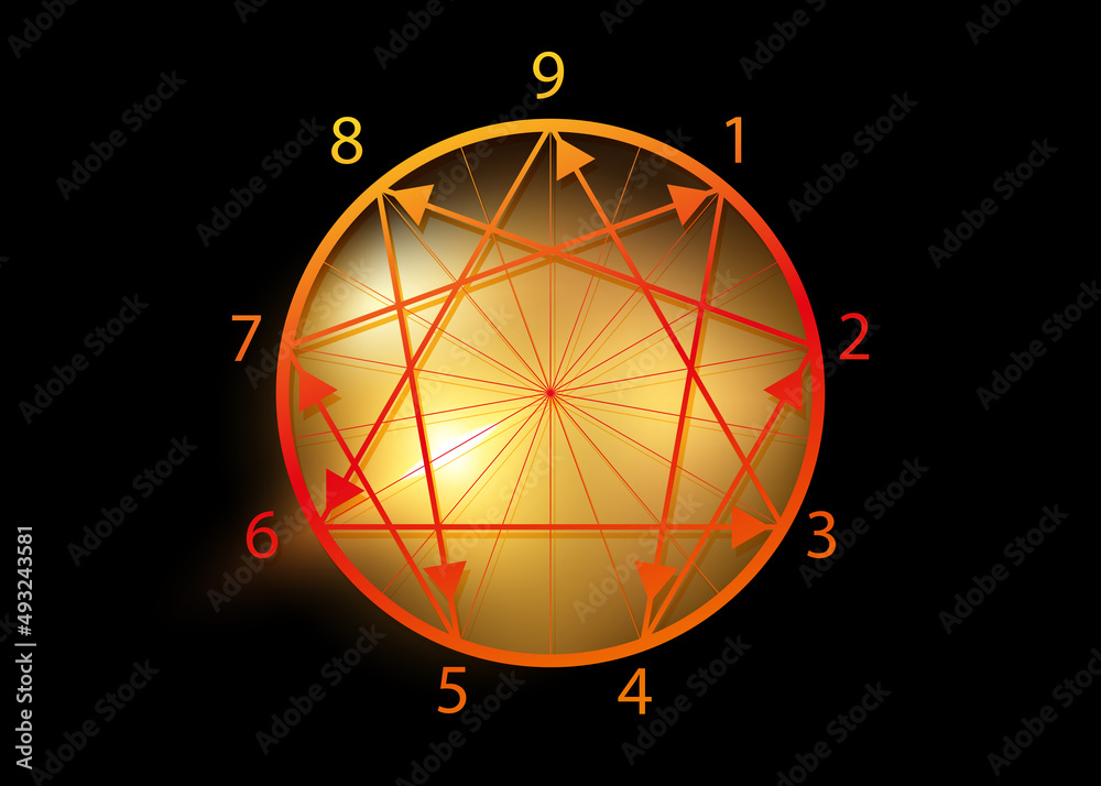 The nine Enneagram icon, sacred geometry, vector illustration isolated ...