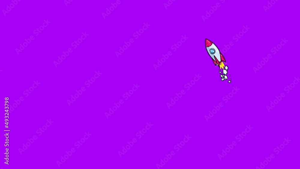 Rocket flying around cartoon animation seamless dynamic loop isolated ...