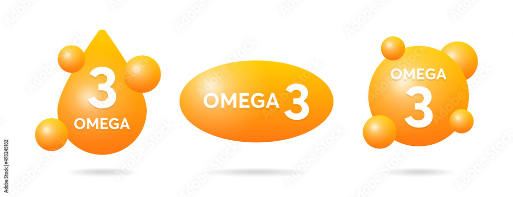 Omega-3 icon set banner. Vector illustration Stock Vector | Adobe Stock