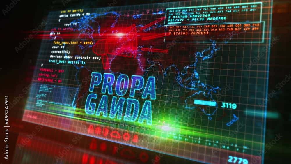 Propaganda message on computer screen loop. Fake news, disinformation ...