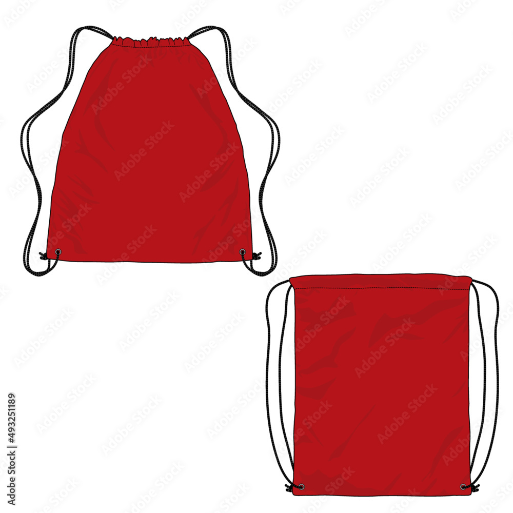 DRAWSTRING BAG BACKPACK FASHION FLAT SKETCH TEMPLATE SET Stock Vector ...
