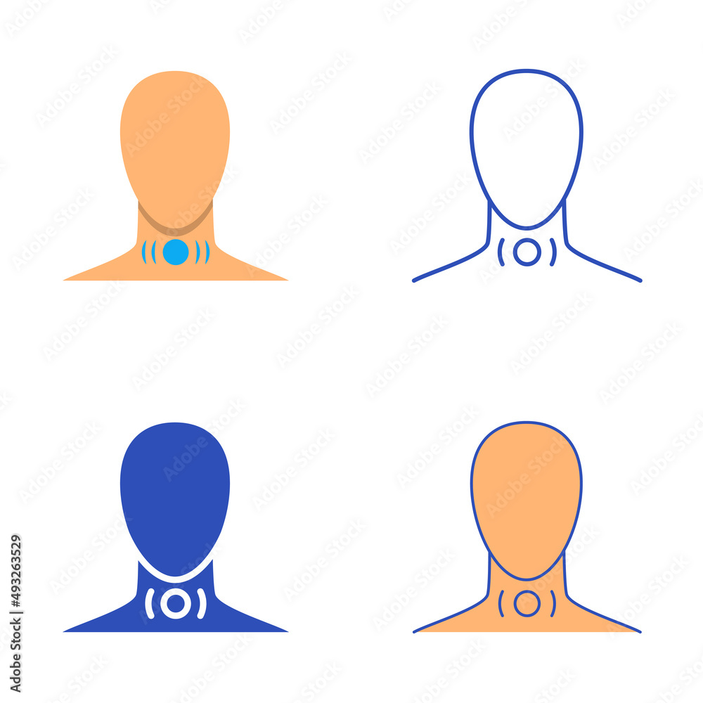 Choking feeling icon set in flat and line style Stock Vector | Adobe Stock