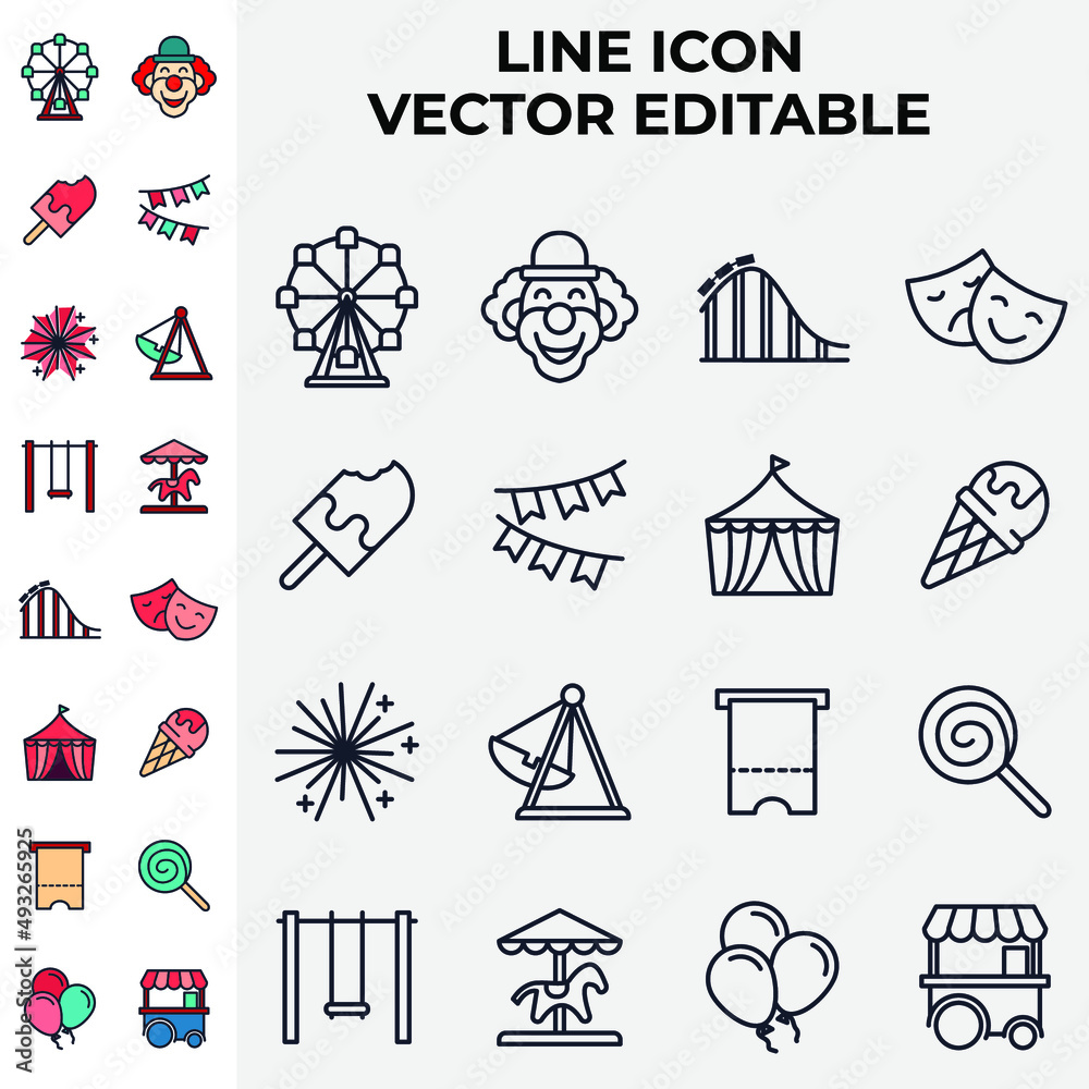 Amusement Park set icon symbol template for graphic and web design ...