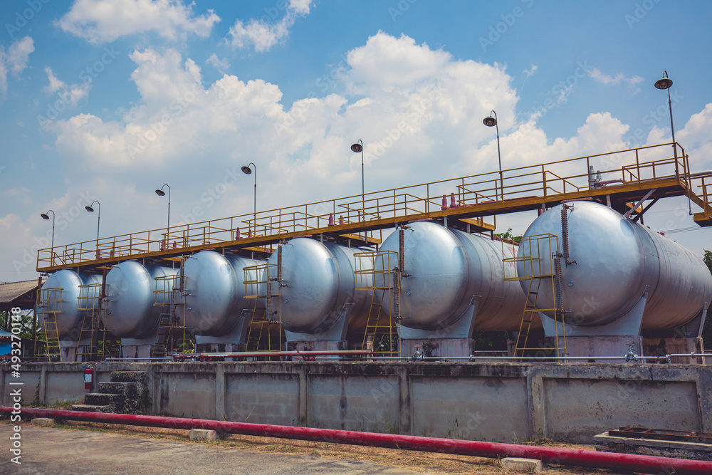 Storage of fuel oil in the horizontal tanks Stock Photo | Adobe Stock