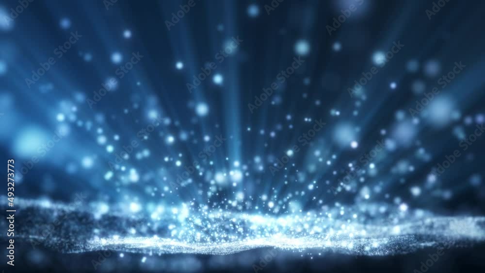 Glitter light blue particles and shine abstract background flickering ...