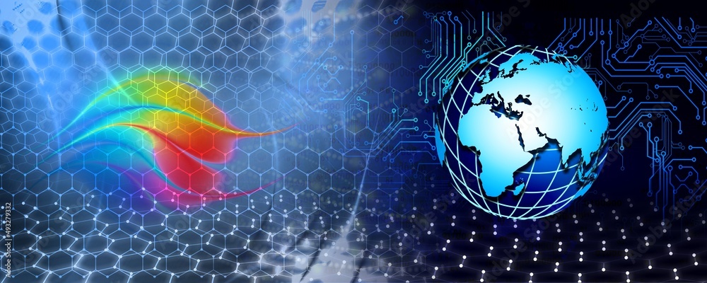 Binary matrix code on the screen. numbers of the computer matrix. The ...