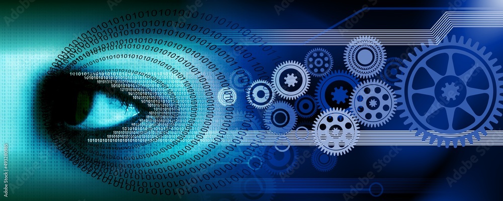 Cogs gears The concept of coding eye vision, circuit industrial ...