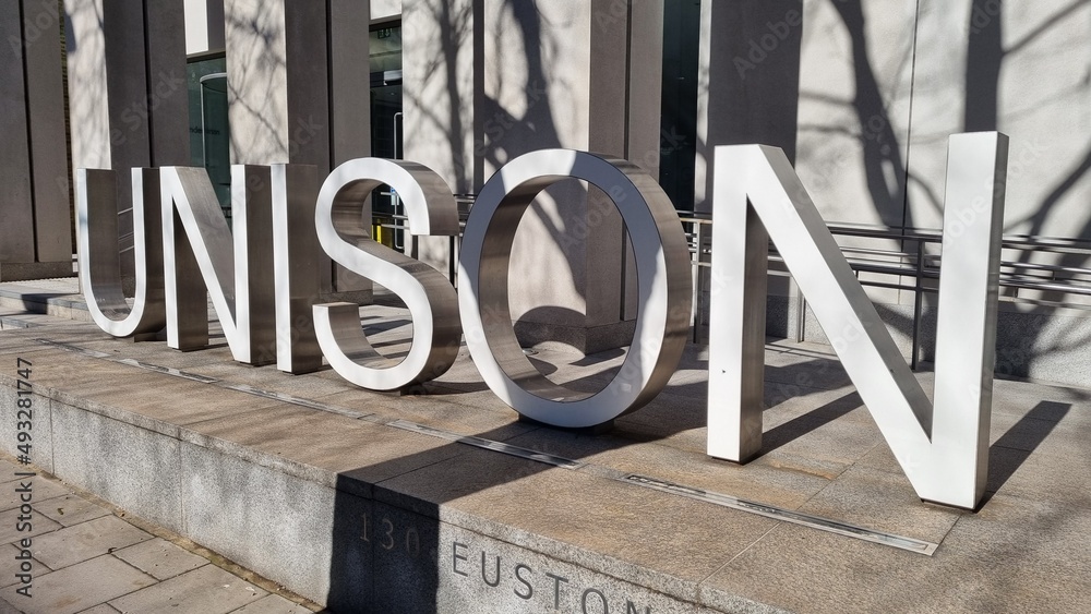 London, England. UK 03 16 2022 Unison office building located at 130 ...