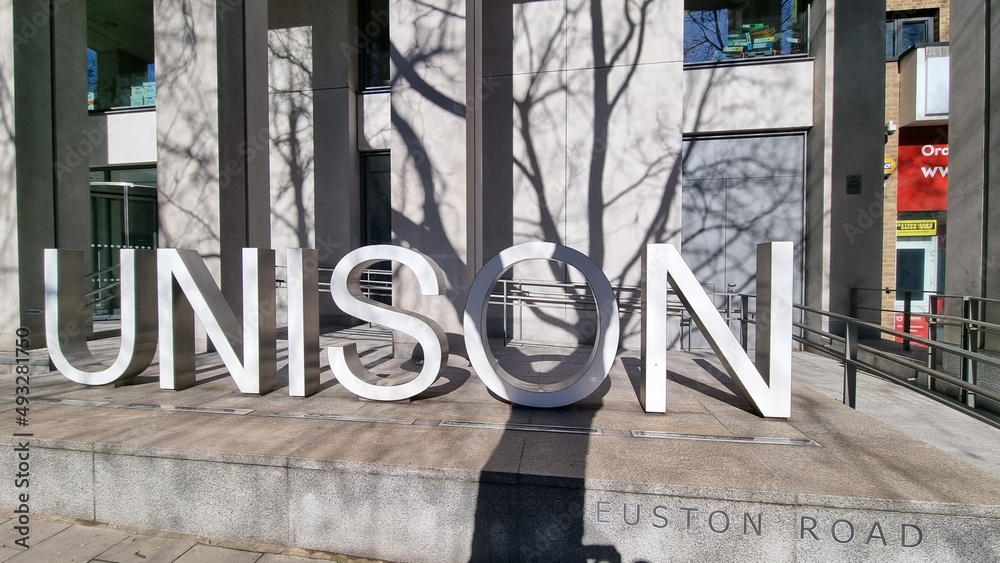 London, England. UK 03 16 2022 Unison office building located at 130 ...