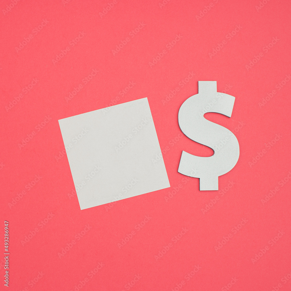 Dollar Square leaflet mock up blank template design idea. Gray dollar ...