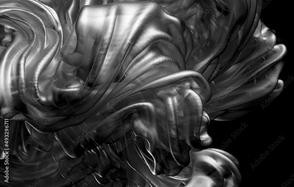 Stockillustratie 3d render of abstract black and white monochrome art ...