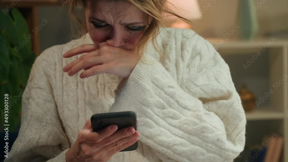 Crying Woman Calling Helpline Irritated Emotional Man Breaking Phone