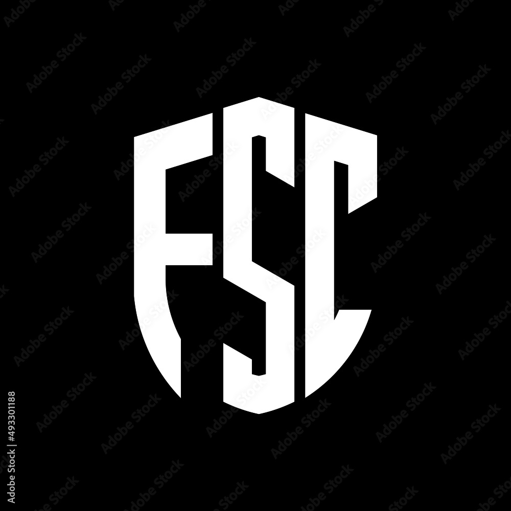 FSC letter logo design. FSC modern letter logo with black background ...
