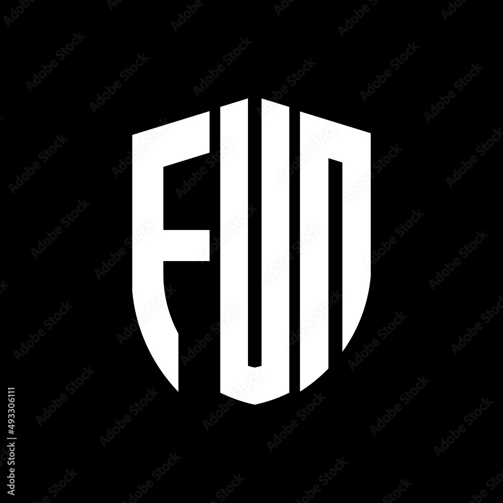 FUN letter logo design. FUN modern letter logo with black background ...