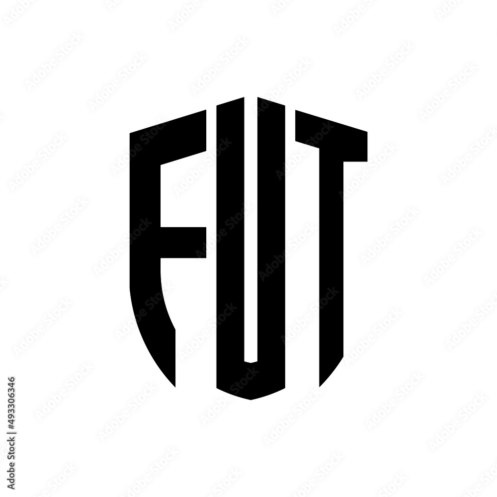FUT letter logo design. FUT modern letter logo with black background ...