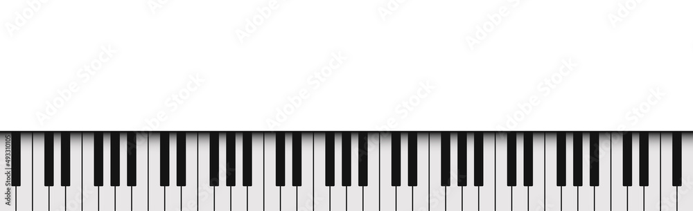 Realistic white background with text space black and white piano keys ...