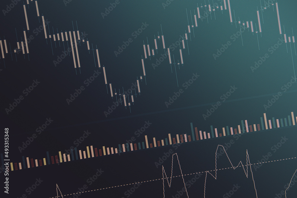 Stock market candle stick chart on screen. Market analysis, buying and ...