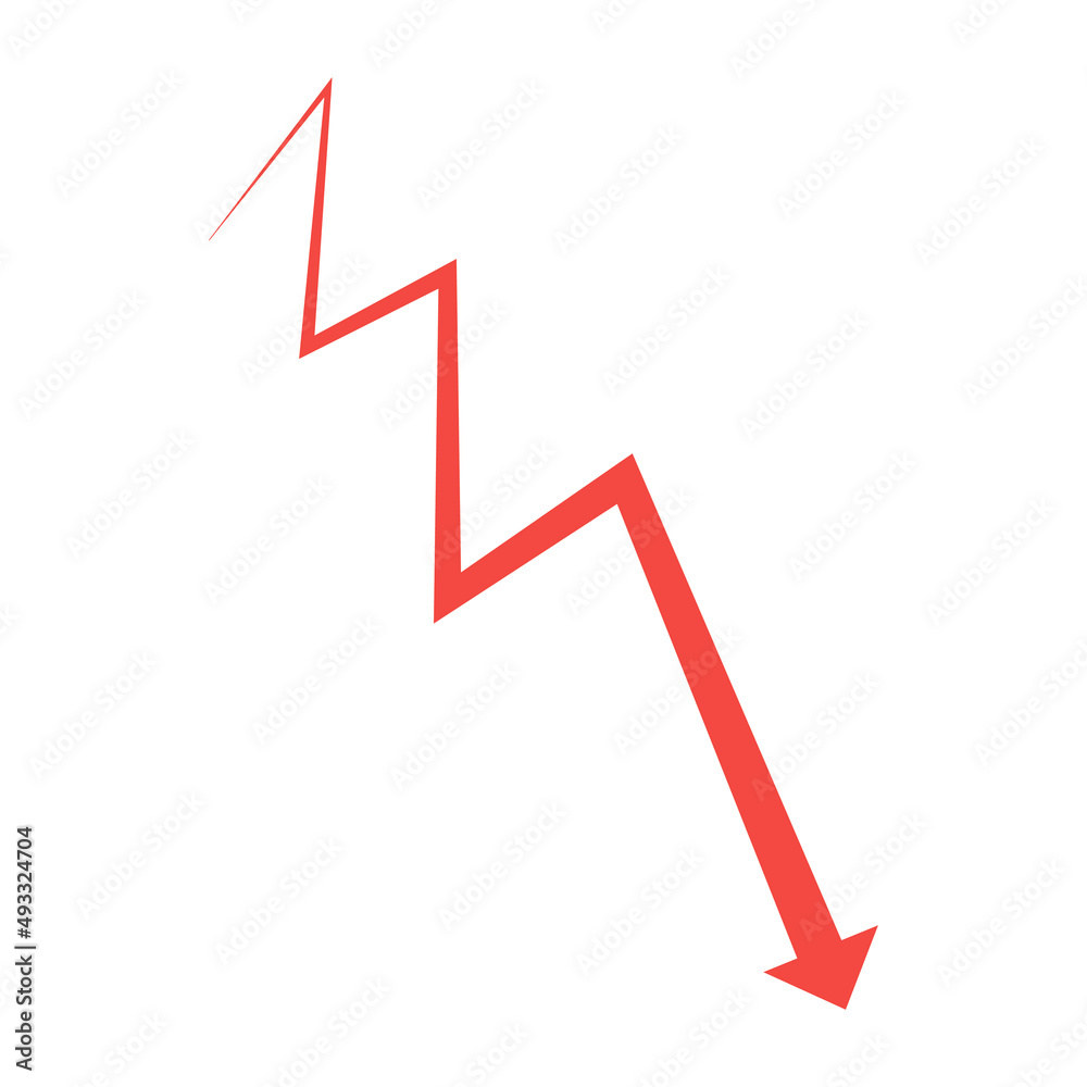 Descending financial graph arrow. Vector illustration. Negative stock ...