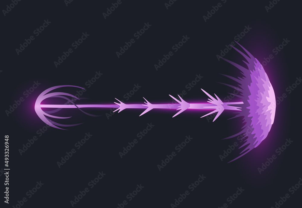 Cartoon laser gun beam. Futuristic shot effect. Blaster attack. Alien ...