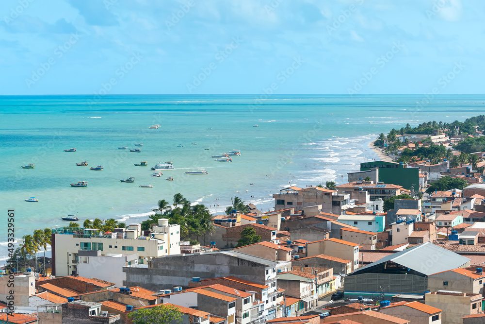 Aerial view of Maragogi, AL, Brazil. Landscape of the city and the ...