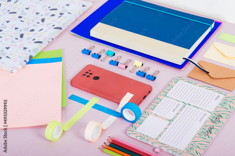 Office supplies on a table Stock Photo | Adobe Stock