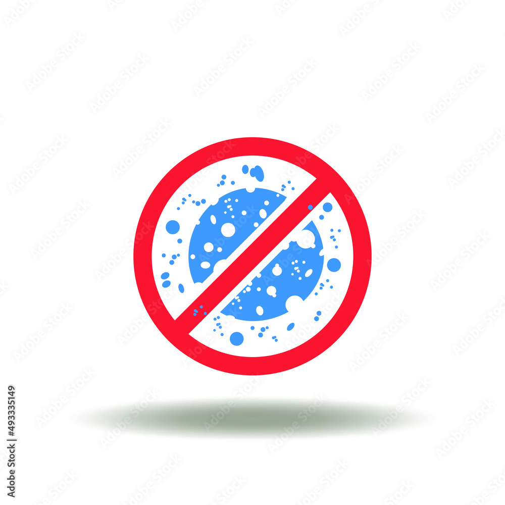 Vector illustration of red stop or prohibition mold, fungus, bacteria ...