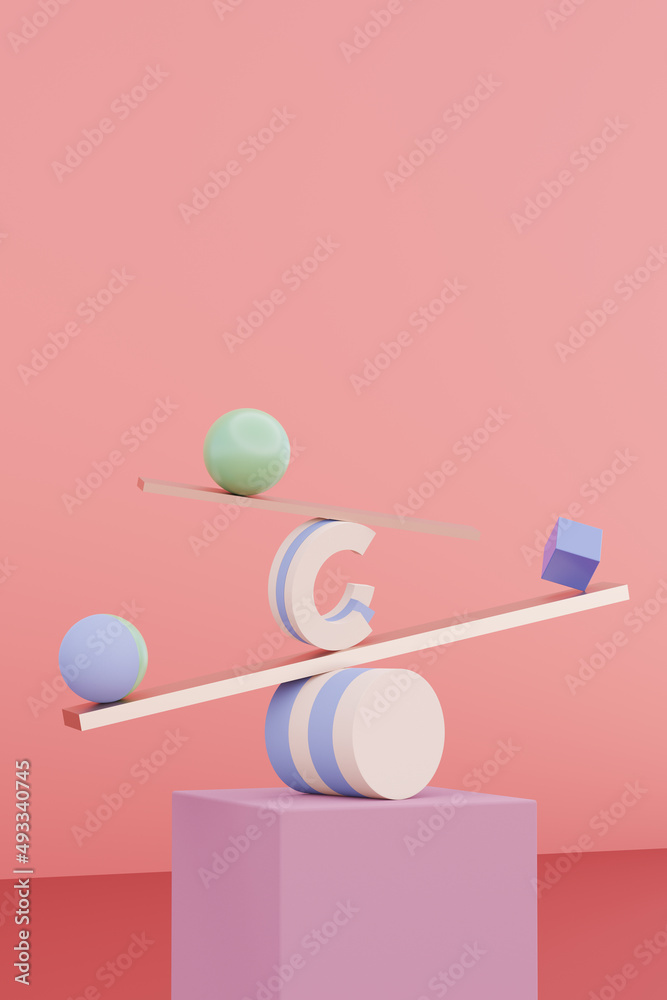 3D still life balance concepts with geometric shapes Stock Photo ...