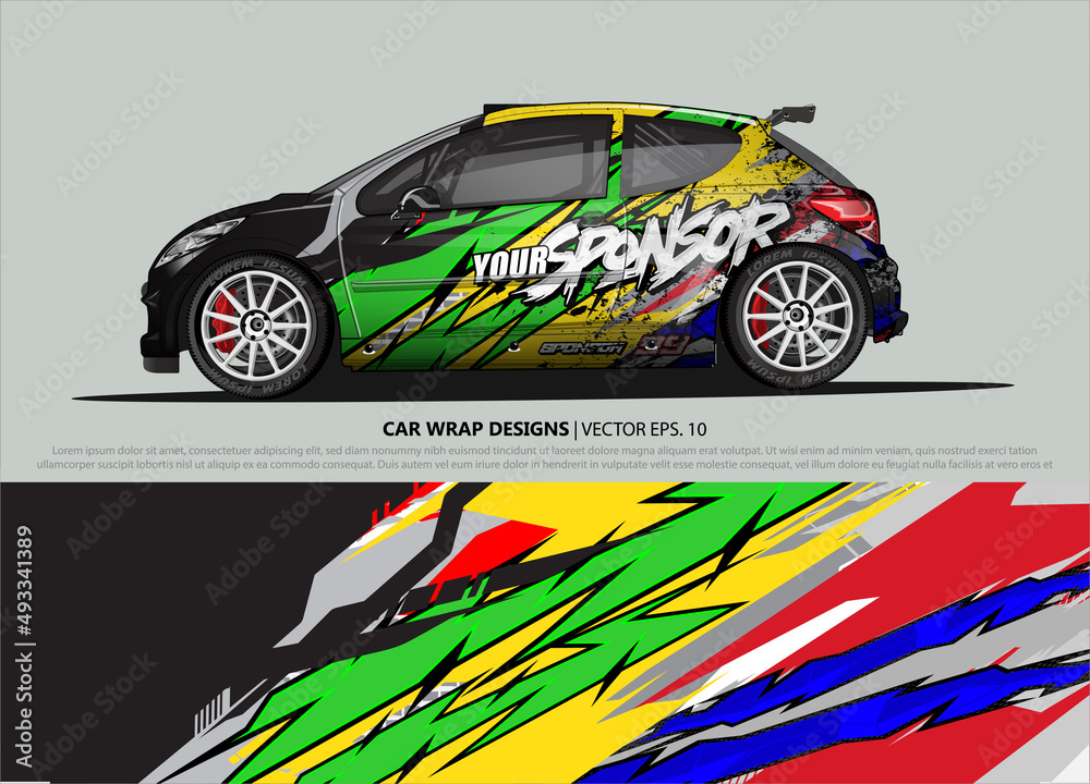 Race car wrap design vector for vehicle vinyl sticker and automotive ...