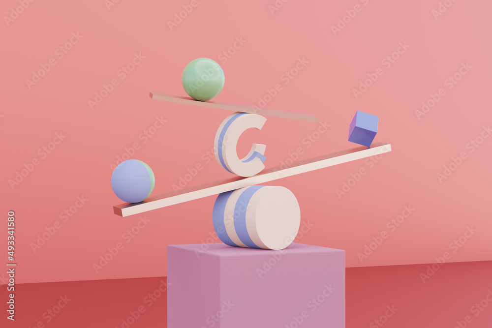 3D still life balance concepts with geometric shapes Stock Photo ...