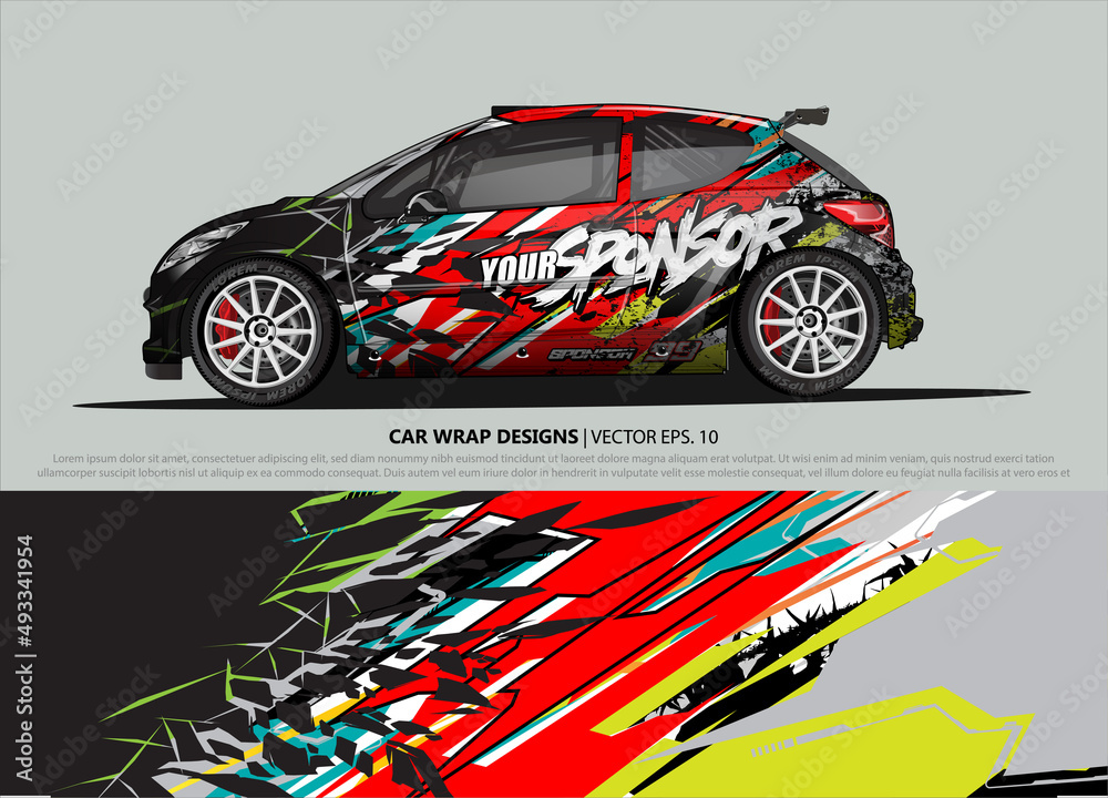 Race car wrap design vector for vehicle vinyl sticker and automotive ...