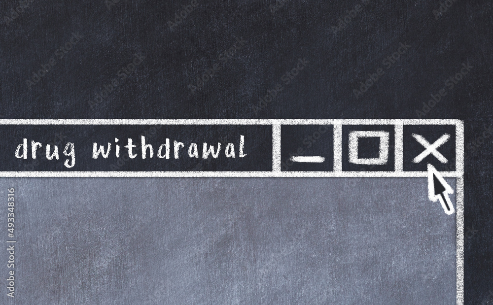 Concept of dealing with problem. Chalk drawing of closing browser ...