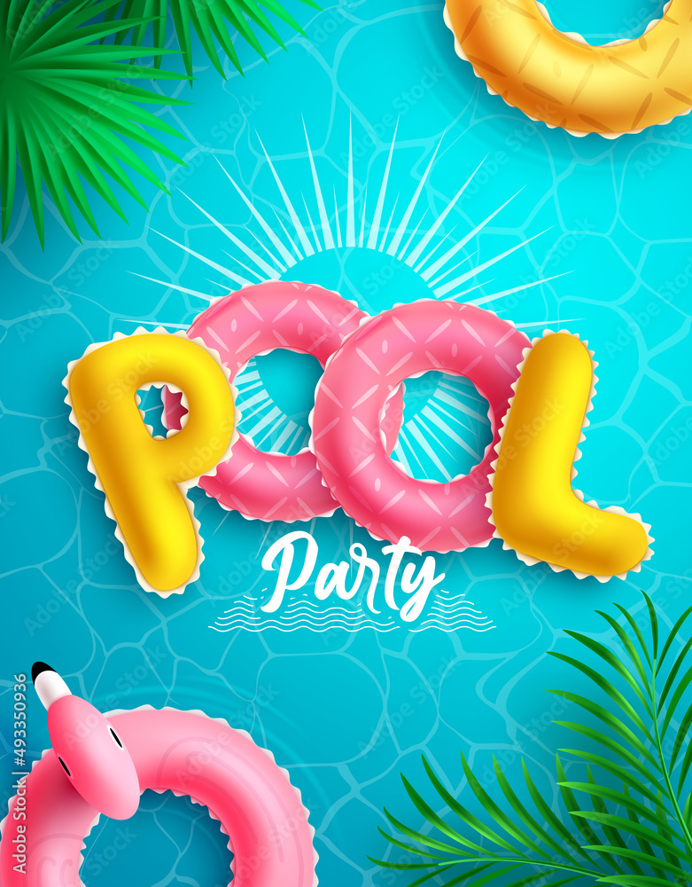 Pool party vector concept design. Summer pool party typography text ...