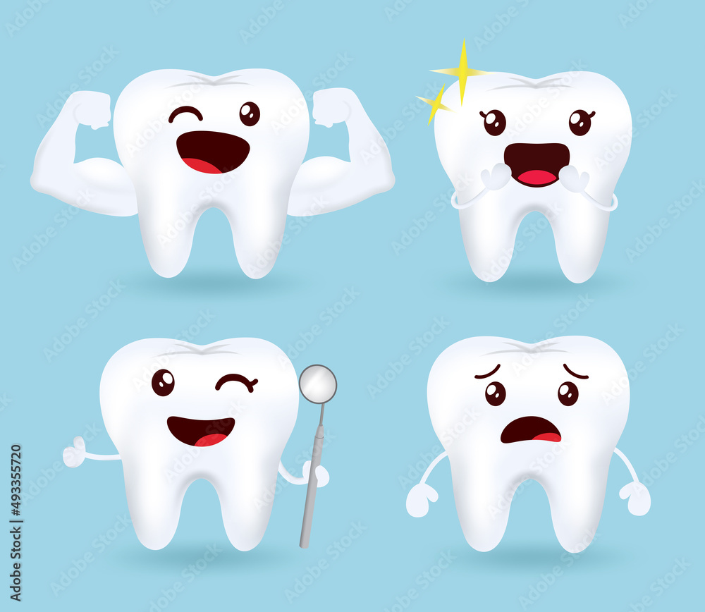 Vettoriale Stock Emoji tooth vector set design. Emojis teeth emoticon ...