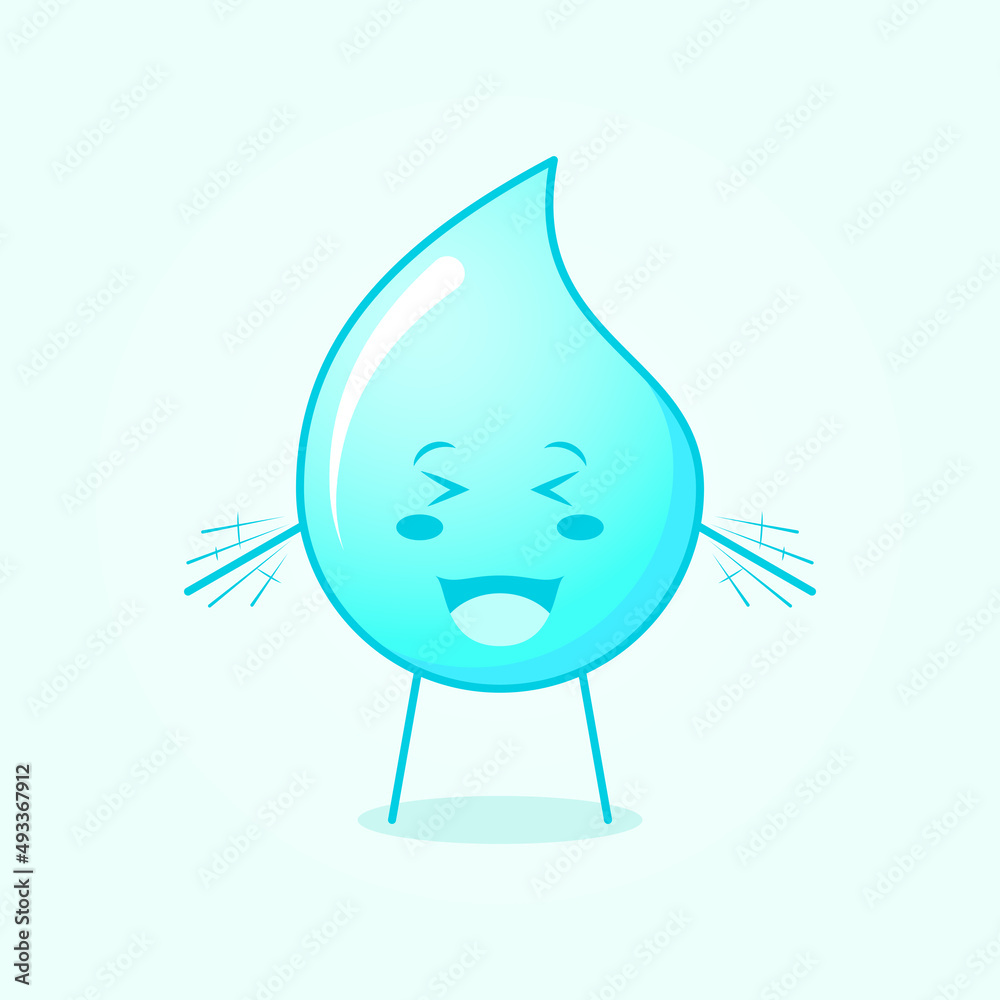 cute water cartoon with happy expression. close eyes, mouth open and ...