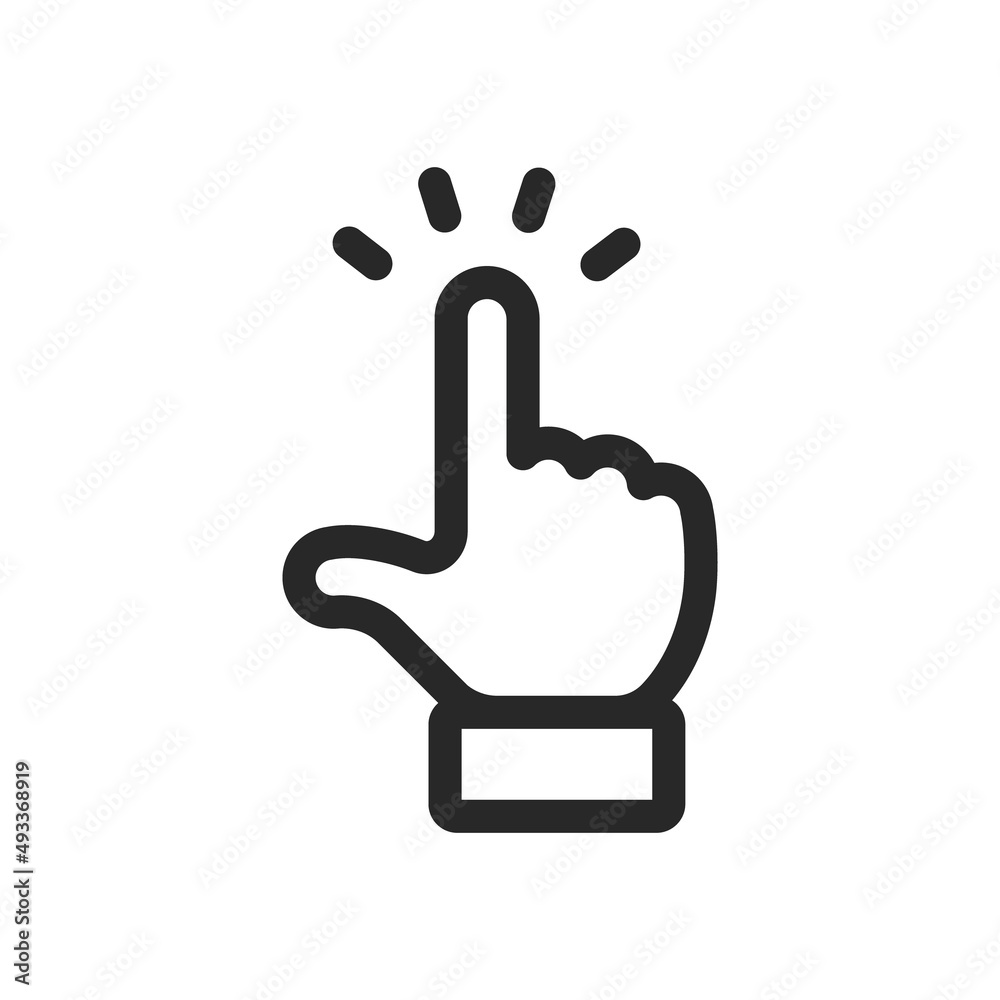 Hand clicking icon. Finger pointer pictogram. Click tap vector symbol ...