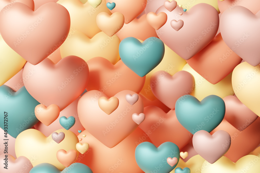Pastel hearts Valentine's day background Stock Photo | Adobe Stock