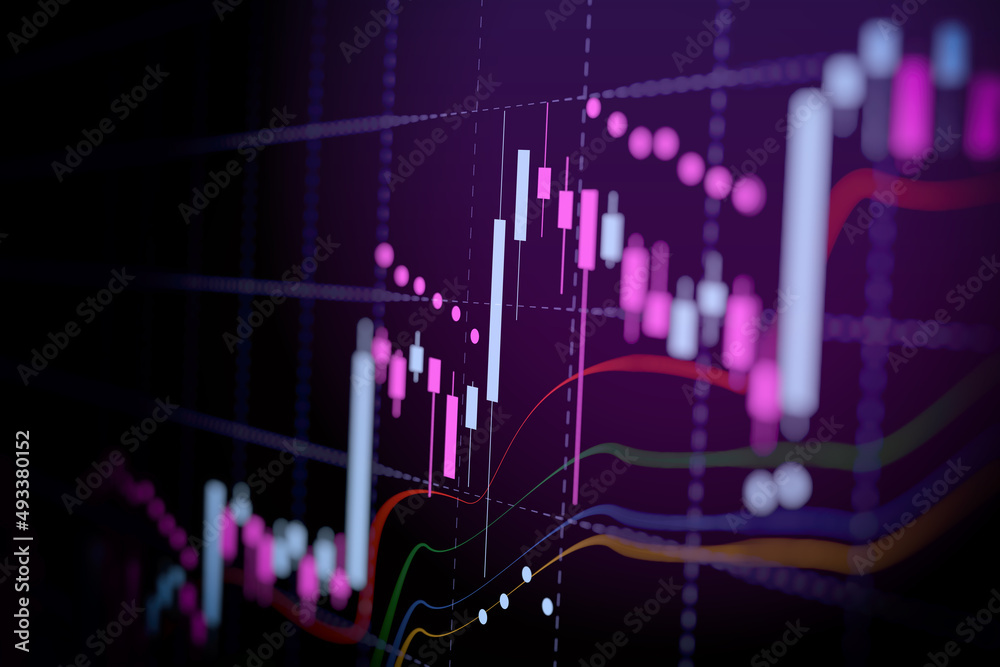Financial graph with up trend line candlestick chart in stock market on ...