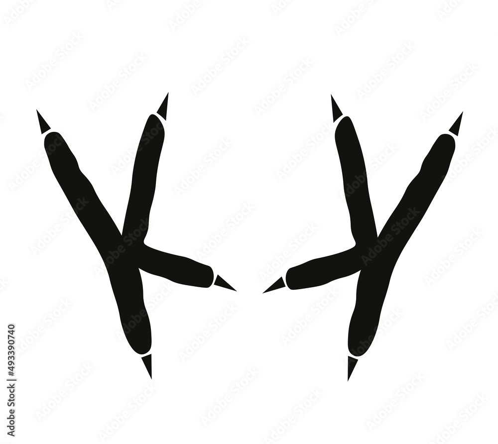 Owl footprint in black color. Wild bird paw trail Stock Vector | Adobe ...