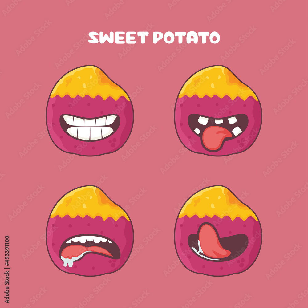 Sweet potato cartoon. vector illustration of boiled sweet potato plant ...