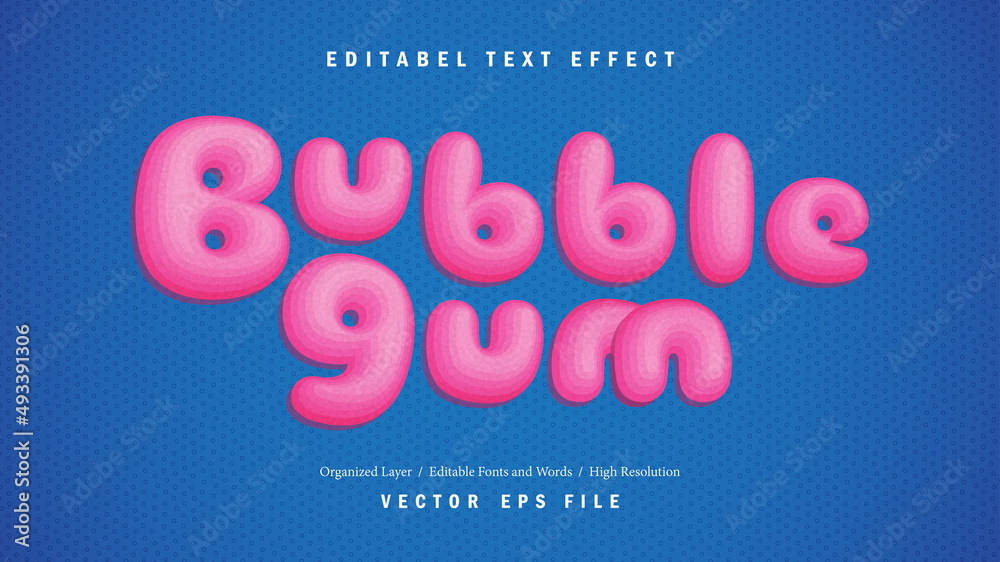 Vektorová grafika „Editable Bubble Gum Font Design. Alphabet Typography ...