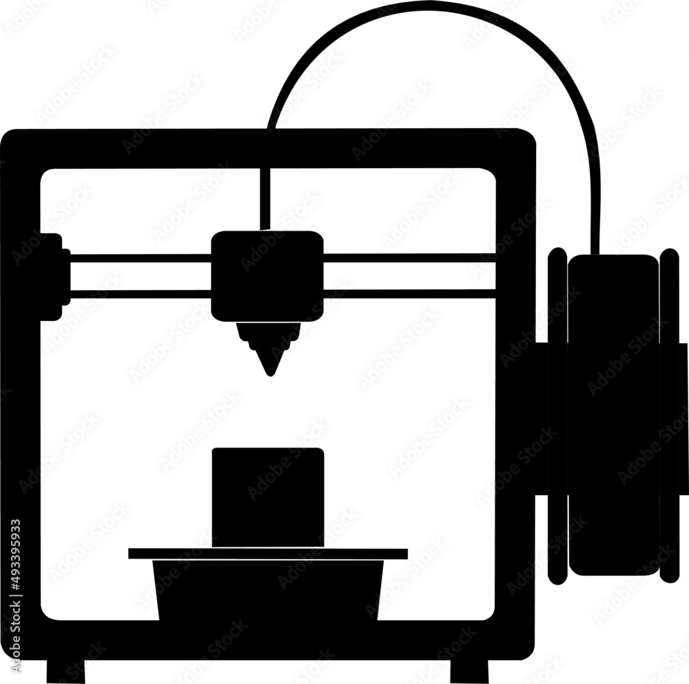 3D Printer Black and White Logo Vector Clip Art Stock Vector | Adobe Stock