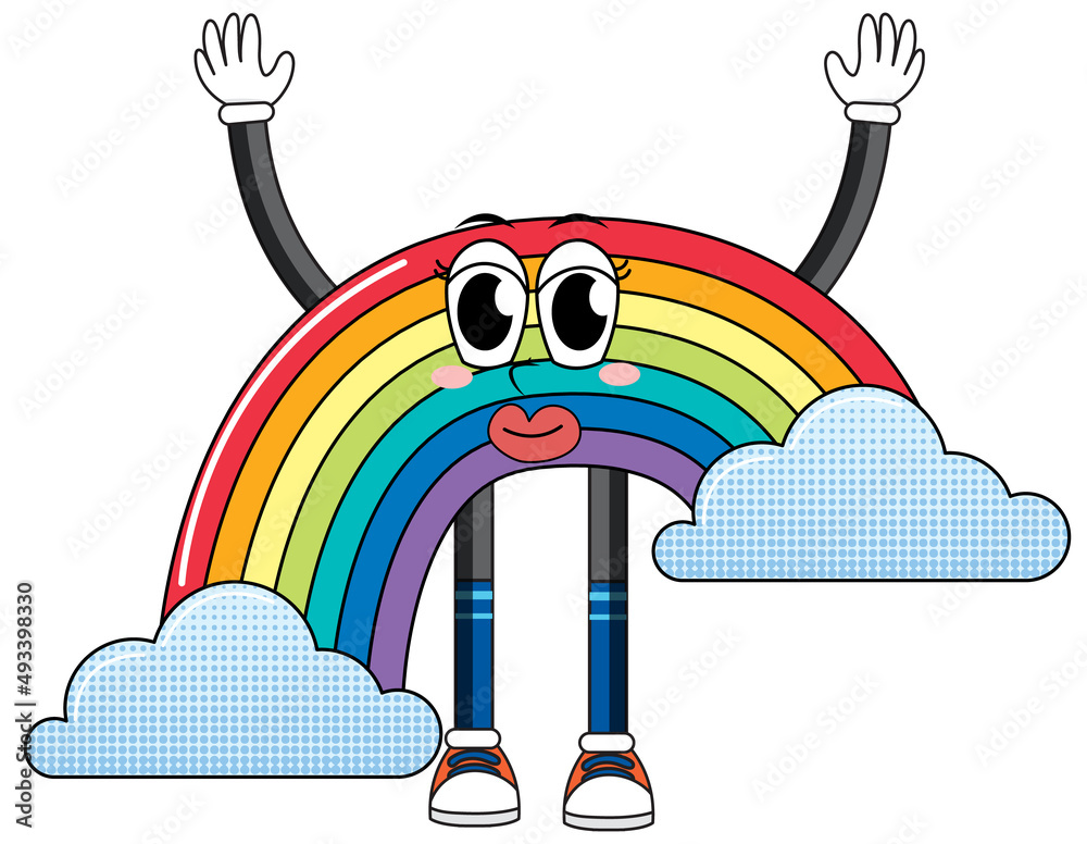 Rainbow cartoon character on white background Stock Vector | Adobe Stock