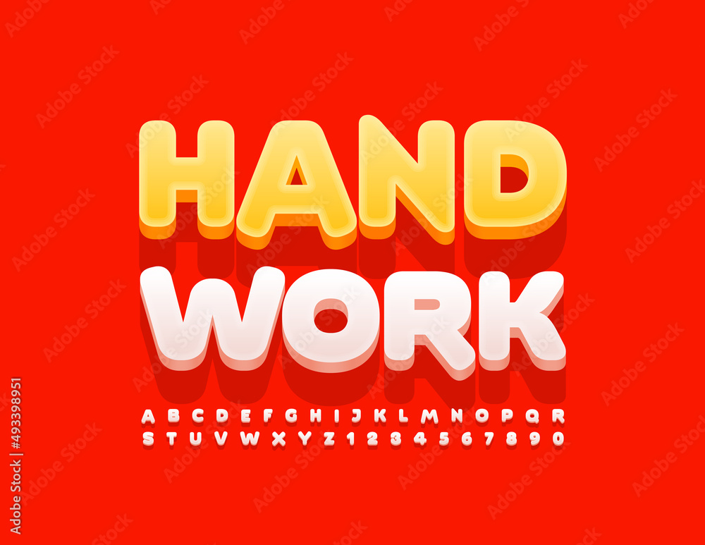 Vector modern emblem Hand Work with 3D set of Alphabet Letters, Numbers ...