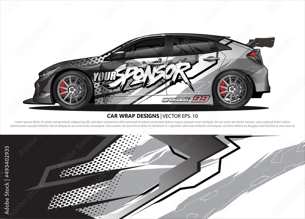 car wrap design. simple lines with abstract background vector concept ...