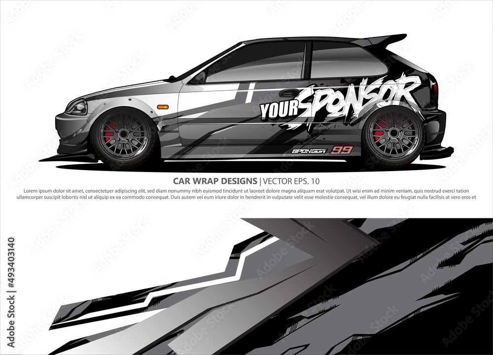 car wrap design. simple lines with abstract background vector concept ...