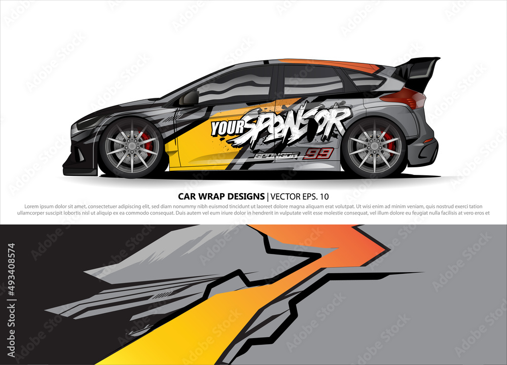 car wrap design. simple lines with abstract background vector concept ...
