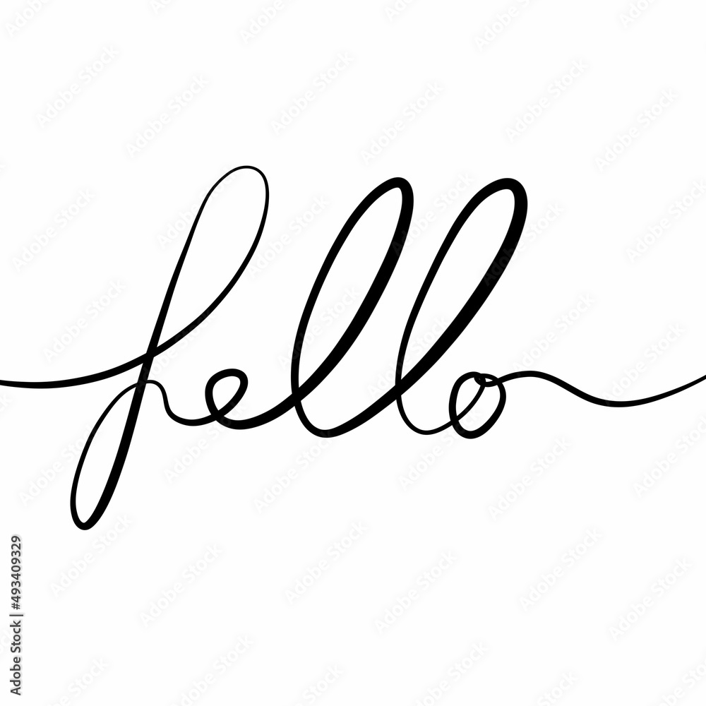 Hello hand lettering, brush ink calligraphy, Vector illustration Stock ...