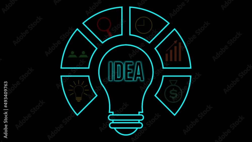 animated Vector idea light bulb circle infographic template for graphs ...